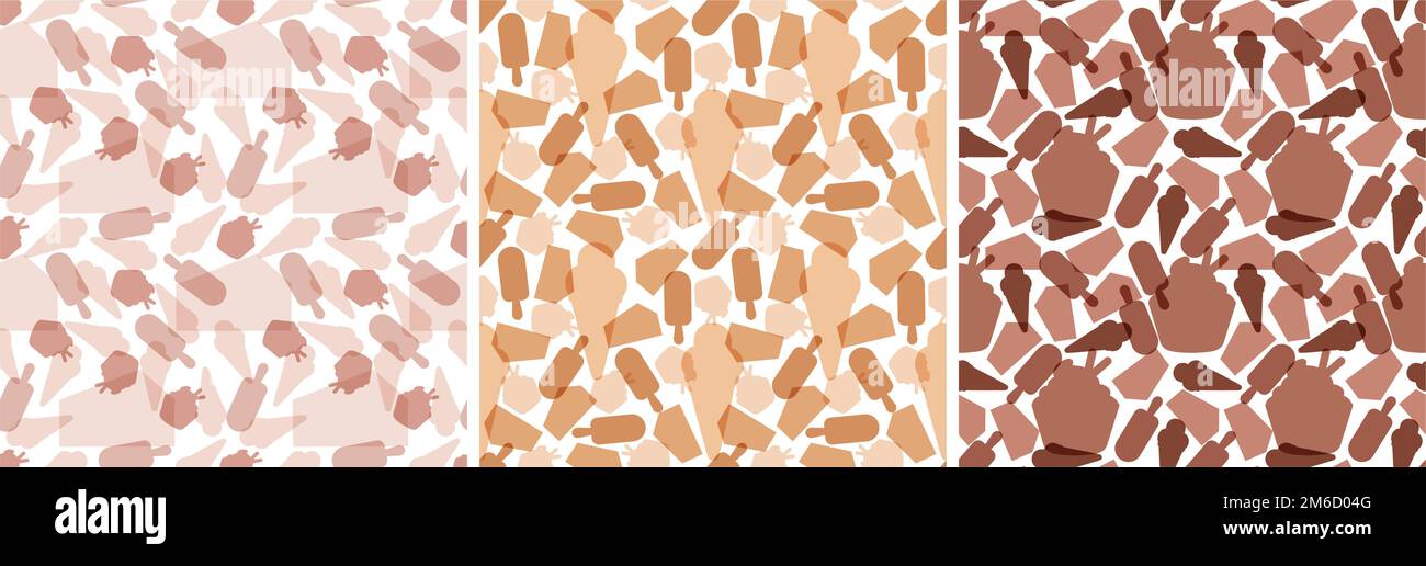 Set of Chocolate Seamless Pattern Design with Choco Decoration in ...