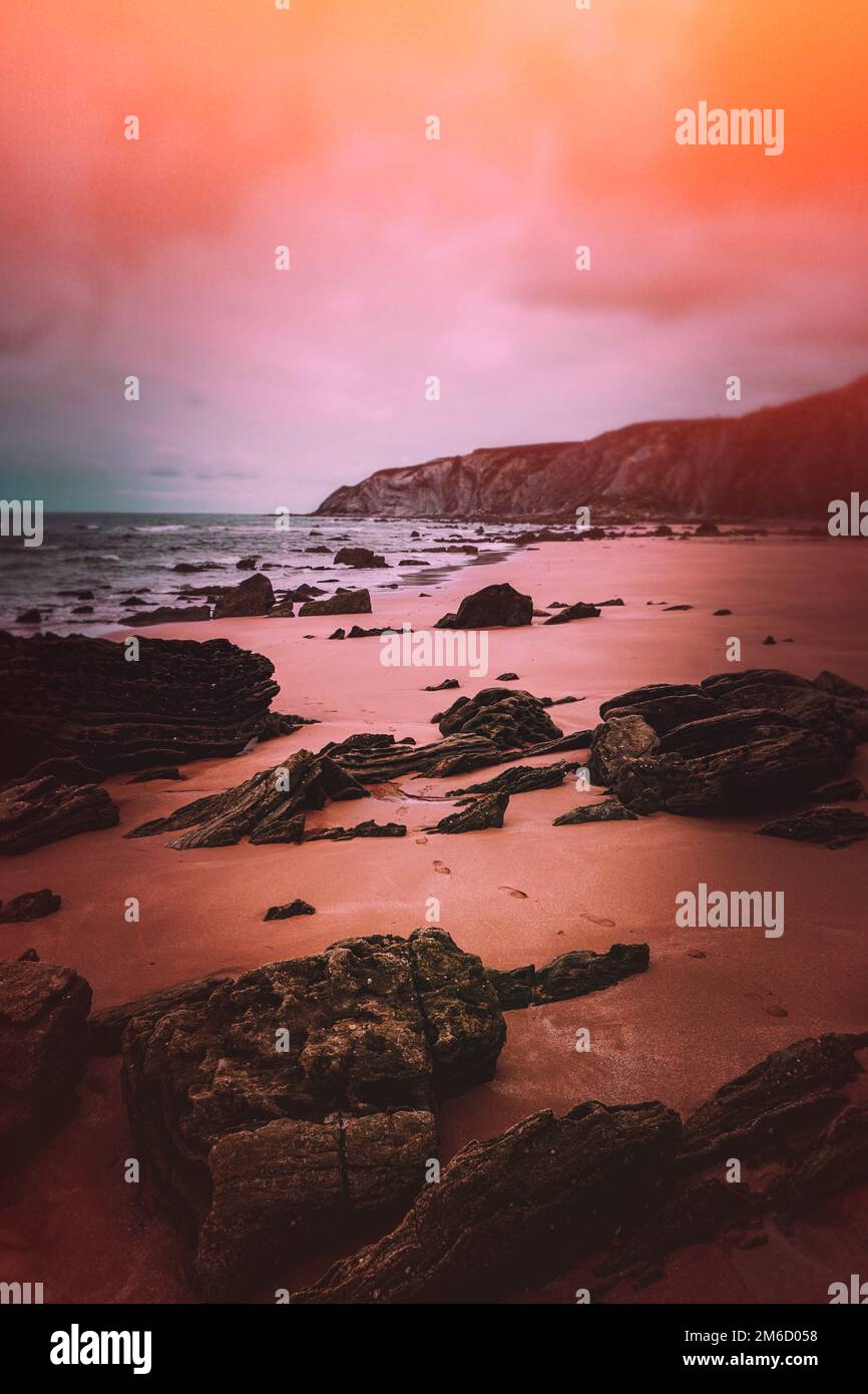 Sunset in the beach Stock Photo - Alamy