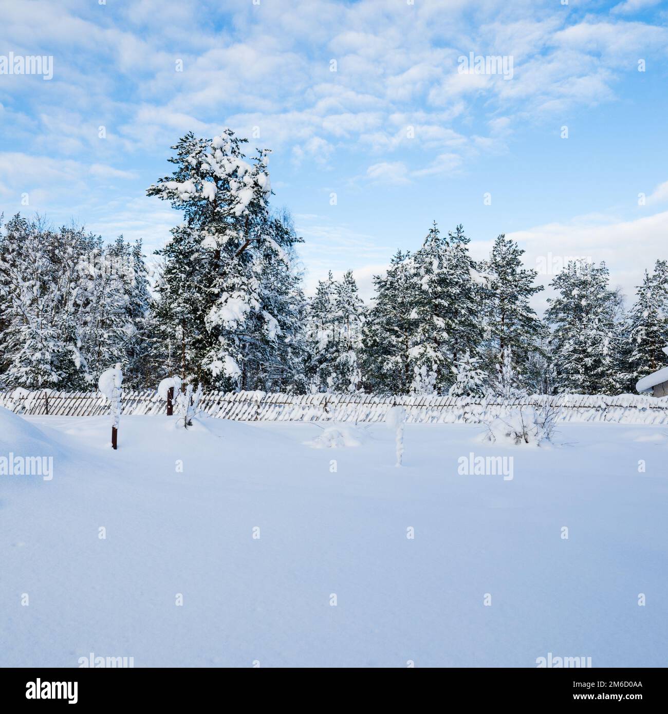 Snow covered rustic fence hi-res stock photography and images - Alamy