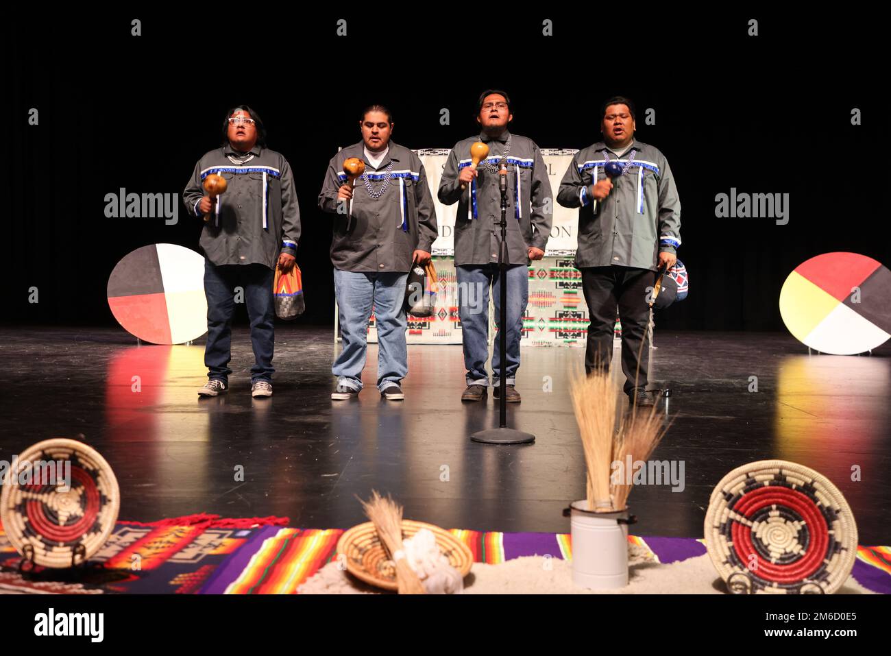 The Bird Singers perform an Honor Song at the Title VI American Indian ...