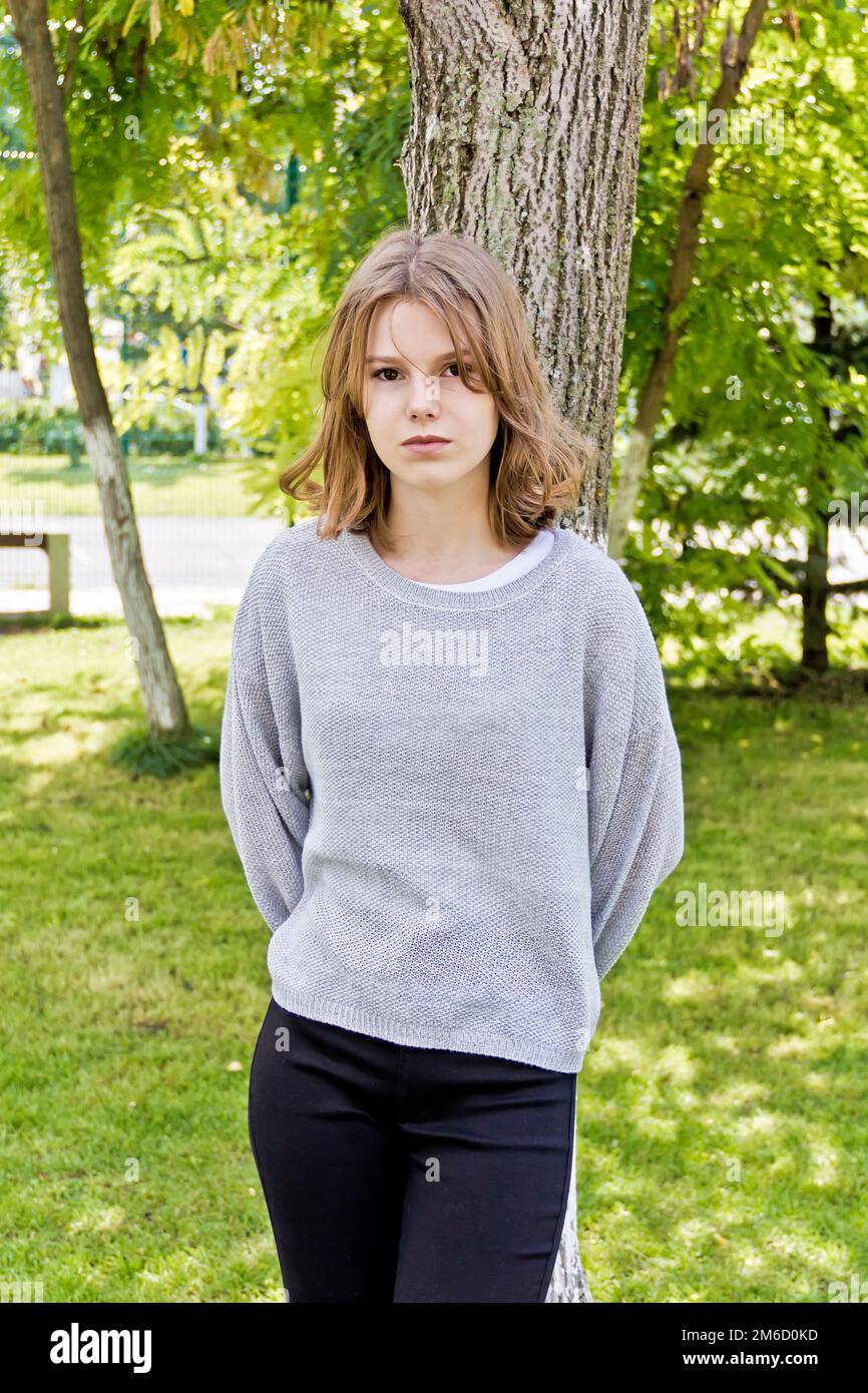 Beautiful blond girl fourteen years old Stock Photo - Alamy