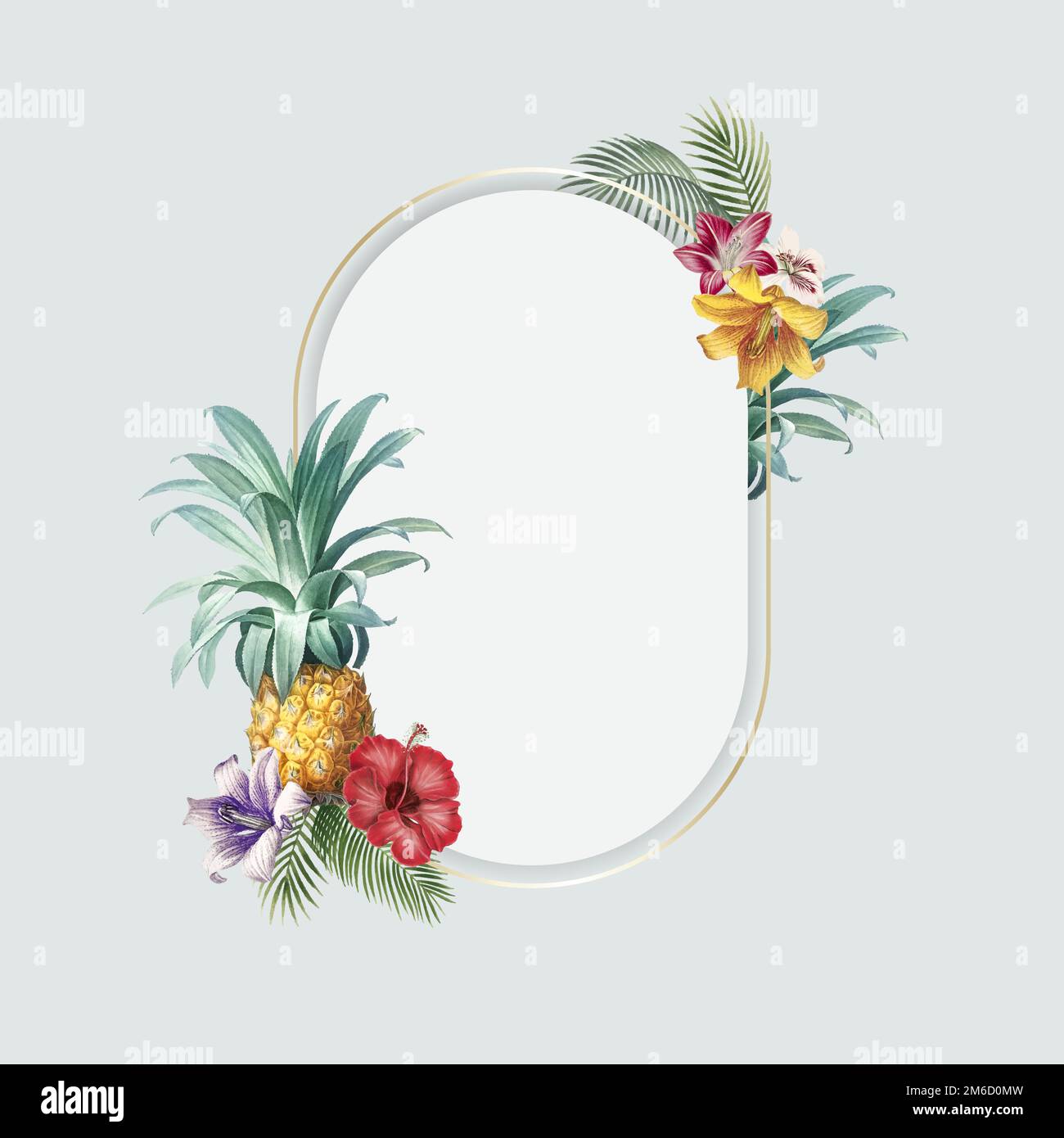 Tropical oval frame on gray background vector Stock Vector Image & Art ...