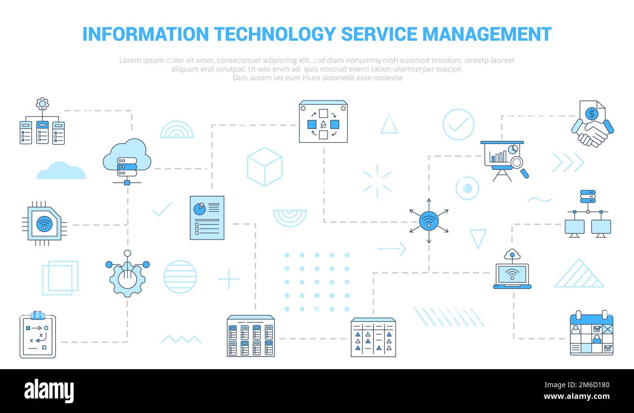 itsm information technology service management concept with icon set ...