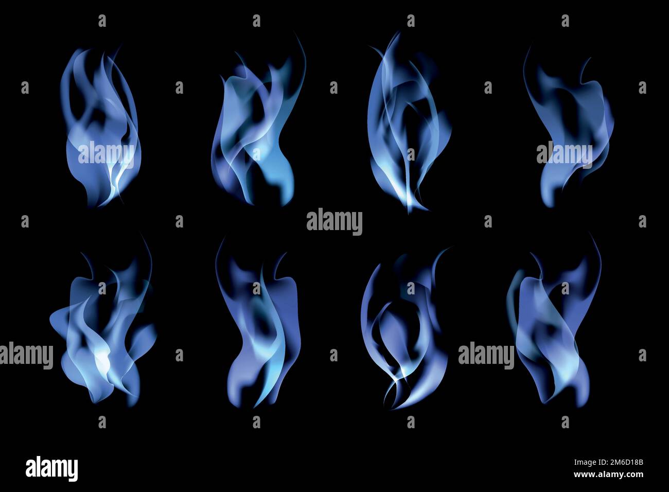 Blue blazing flame elements vector collection Stock Vector Image & Art ...
