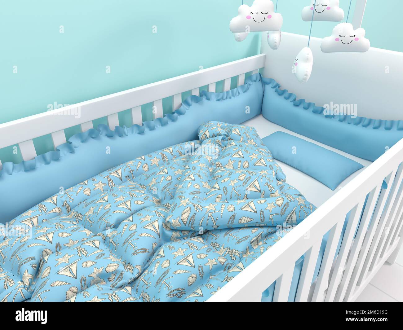 Image of white baby cot with decor Stock Photo - Alamy