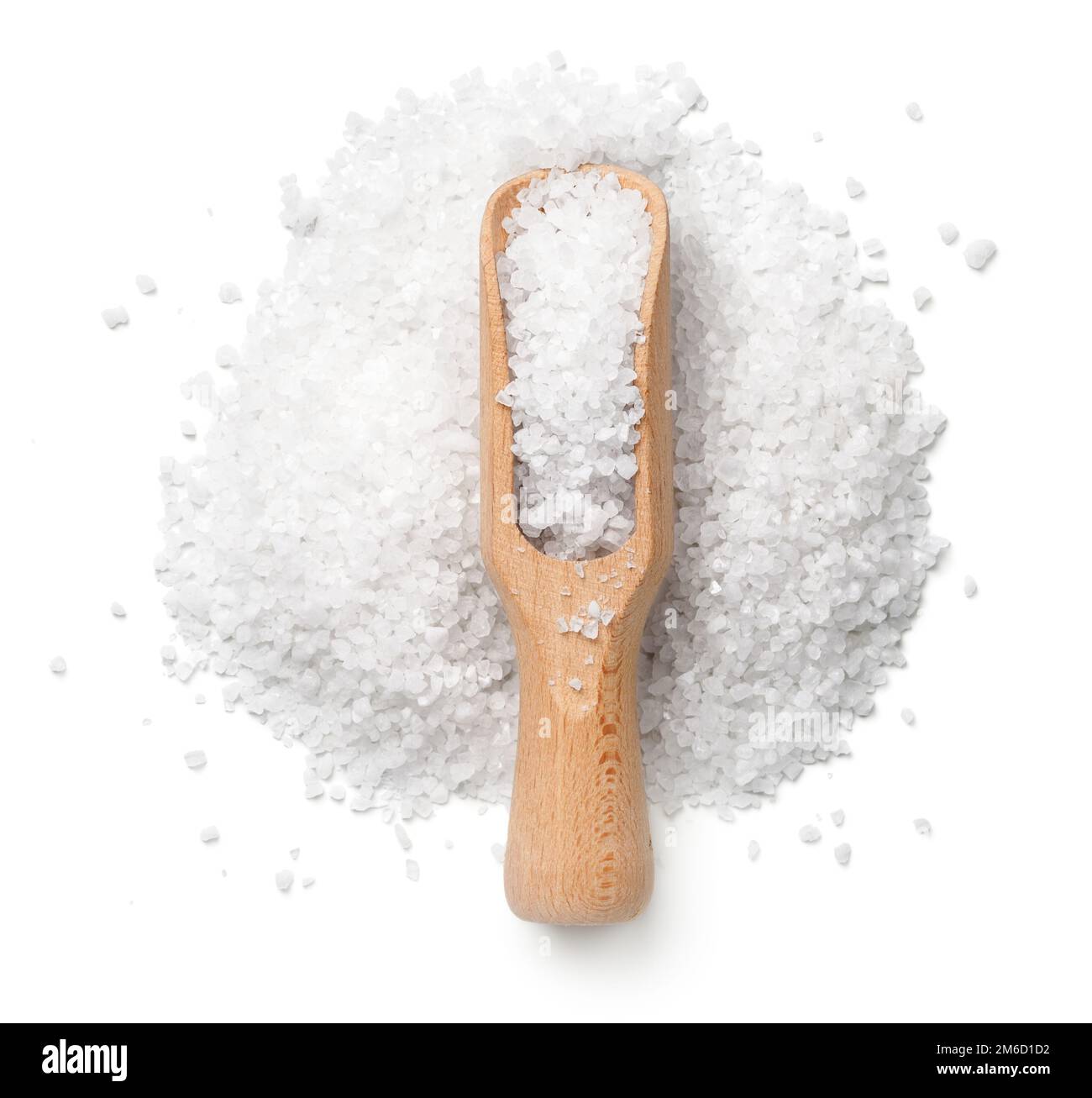 Salt With Wooden Scoop Isolated On White Background Stock Photo - Alamy