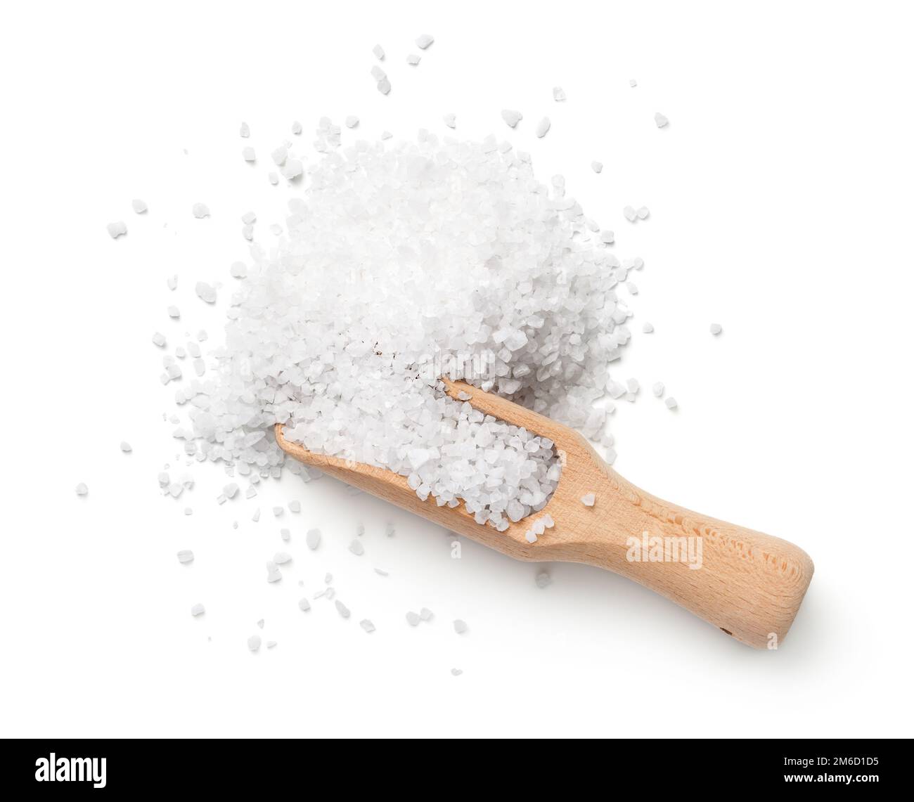 Salt With Wooden Scoop Isolated On White Background Stock Photo - Alamy
