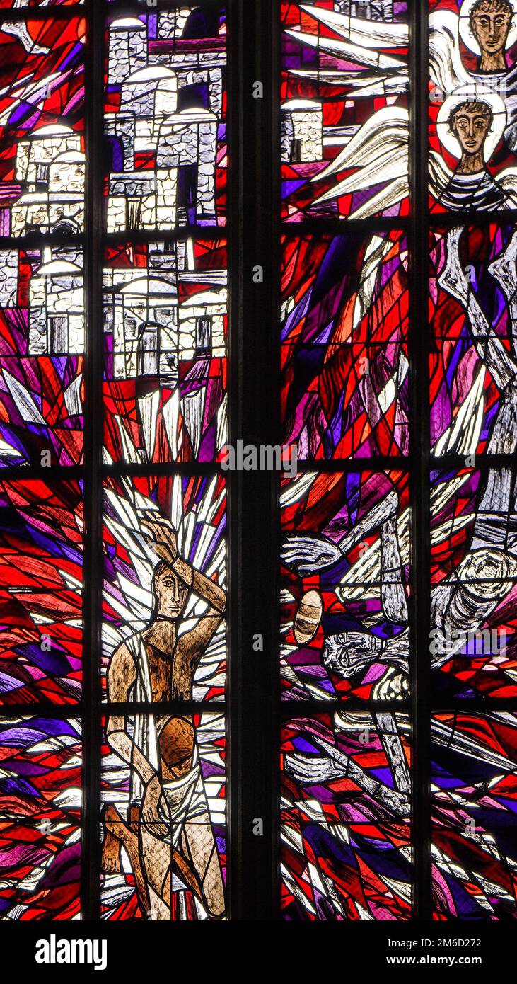 Religious glass art in catholic church Stock Photo - Alamy