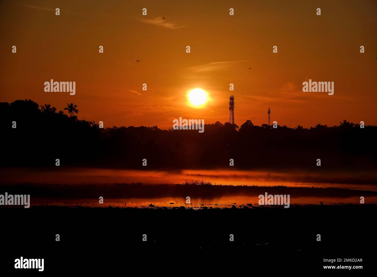 Sunrise over indian countryside hi-res stock photography and images - Alamy