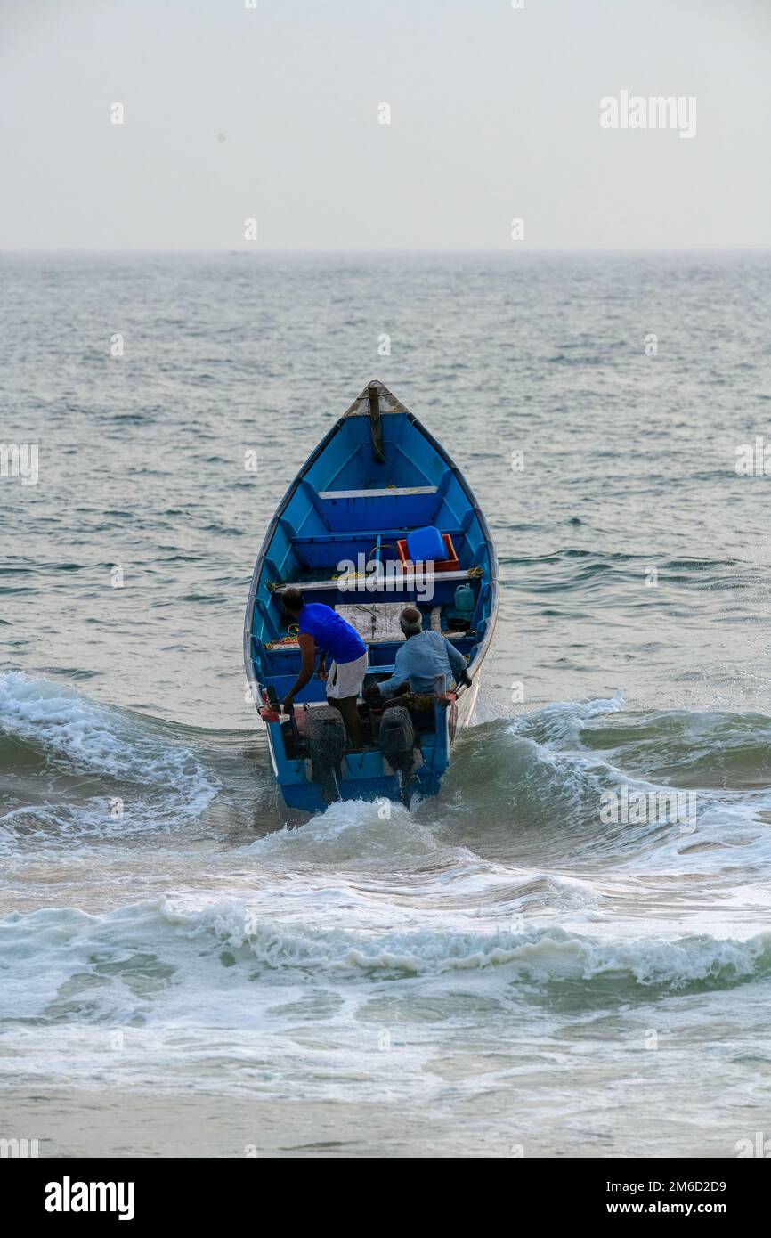 Motorboat. Small boat breaking waves in the sea. Motorboat in motion ...