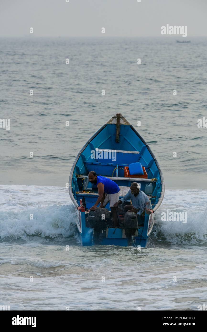 Motorboat. Small boat breaking waves in the sea. Motorboat in motion ...