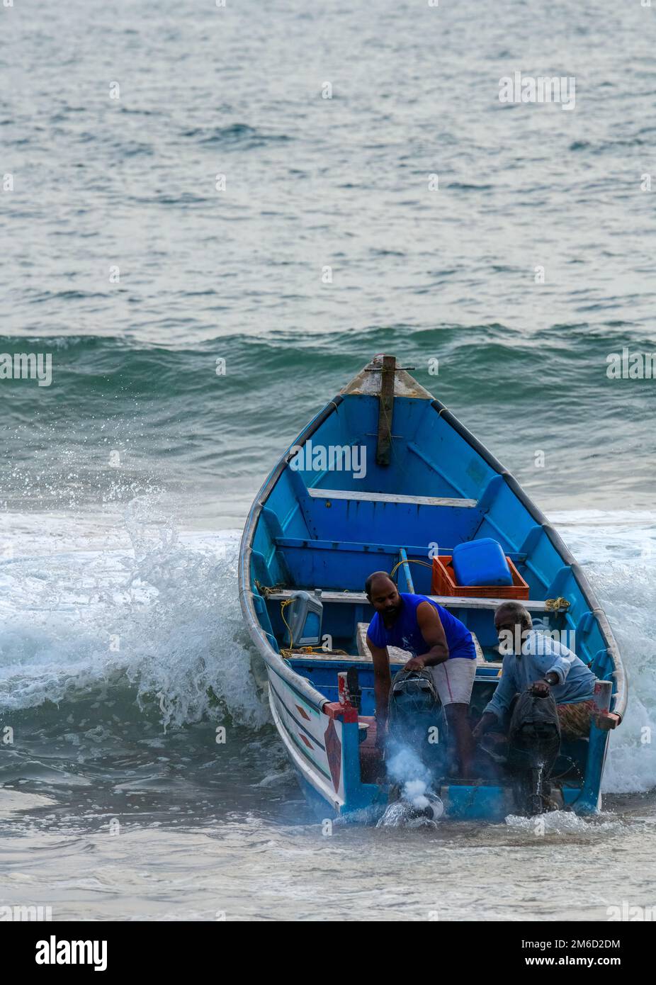 Motorboat. Small boat breaking waves in the sea. Motorboat in motion ...