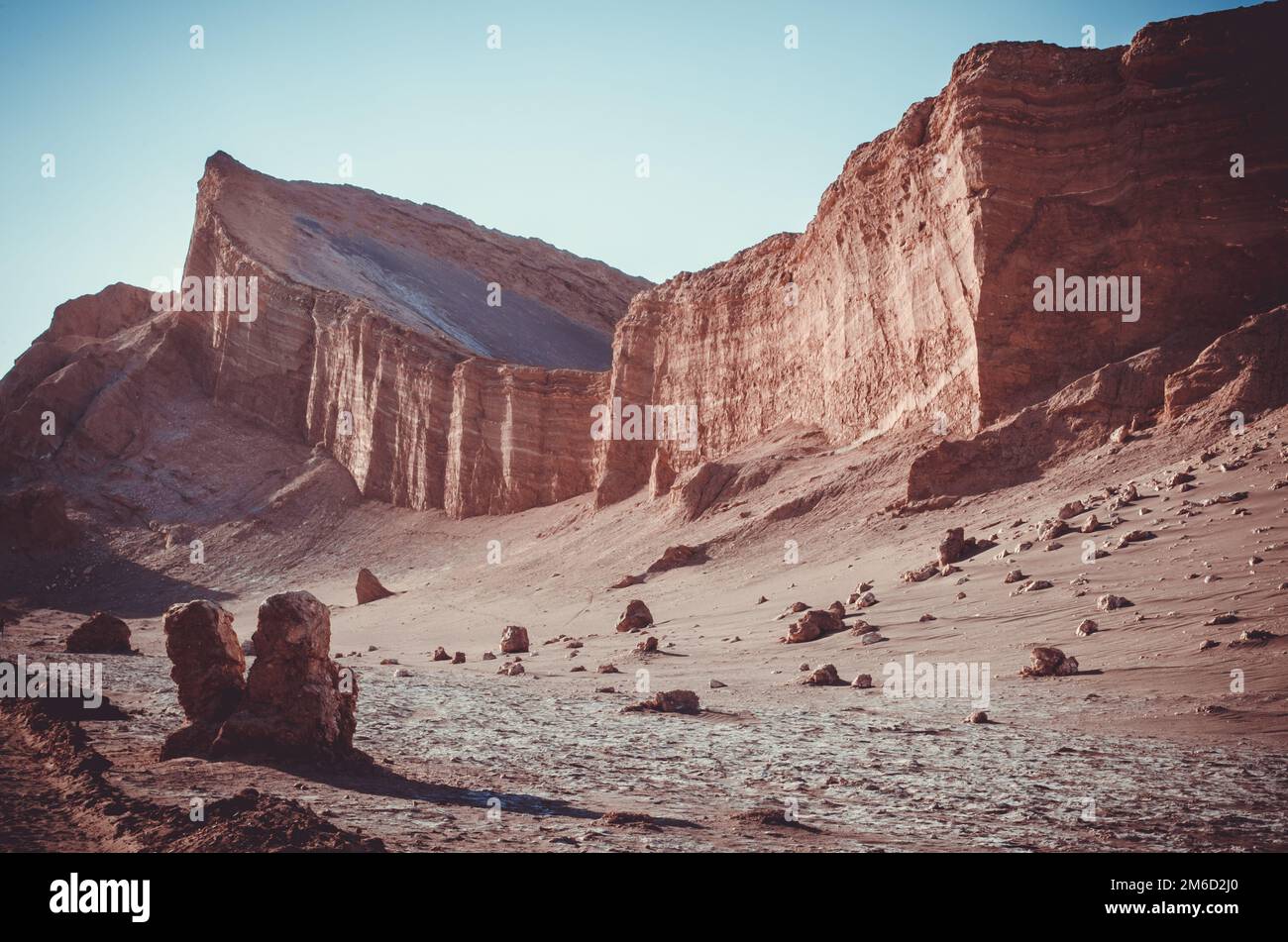Desertical landscape where rocks, hills and sand mix together in ...