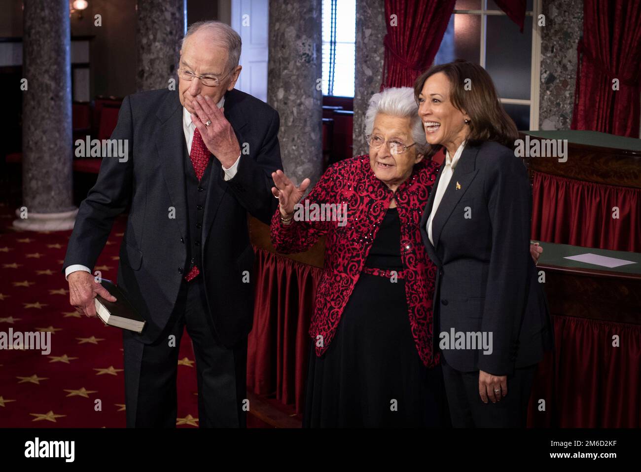 United States Senator Chuck Grassley (Republican of Iowa), left, looks ...