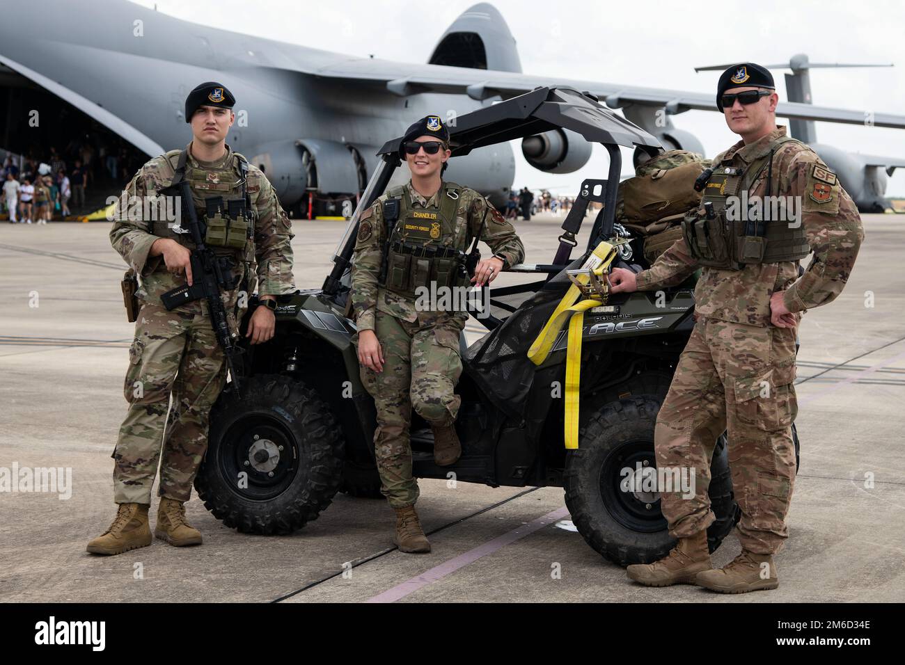 U.S. Air Force Staff Sgt. Jacob Day, left, Senior Airman Mckaylie Chandler, 802nd Security ...
