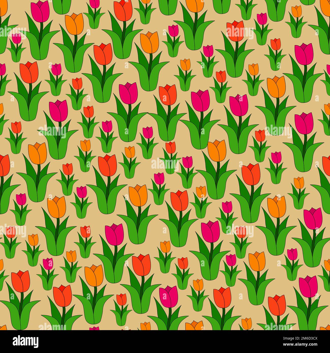 Seamless color pattern of multi-colored tulips Stock Photo - Alamy