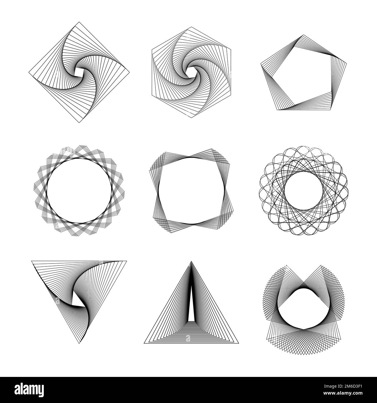 Abstract op art set Black and White Stock Photos & Images - Alamy