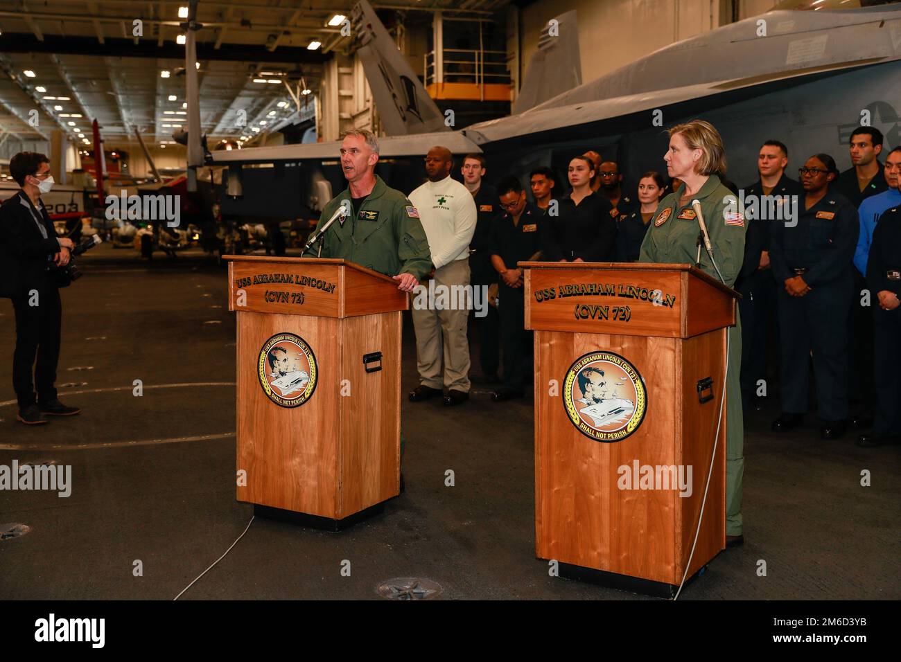 PHILIPPINE SEA (April 23, 2022) Rear Adm. J.T. Anderson, left ...