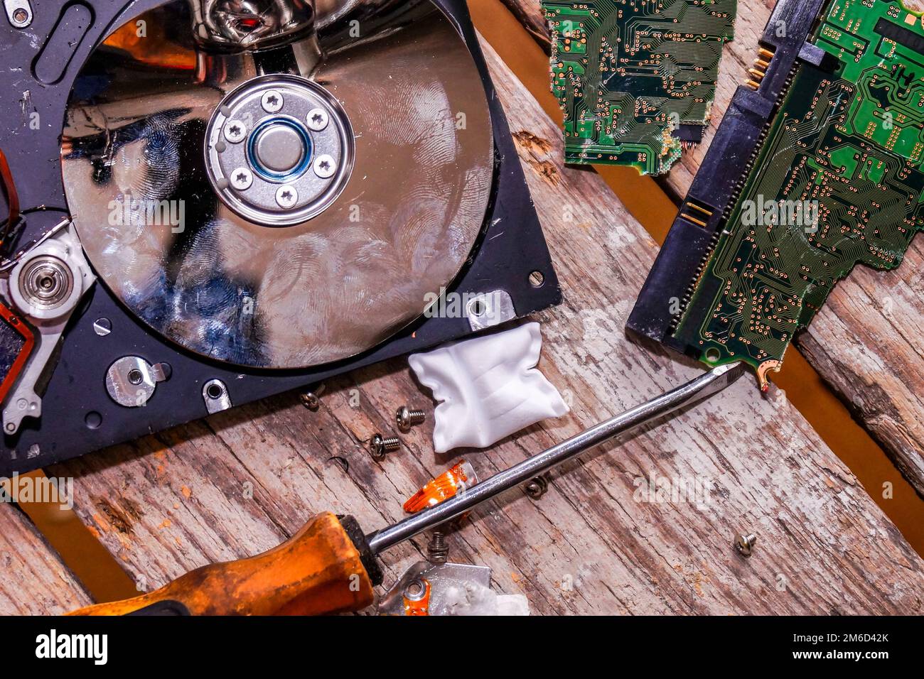 A man breaks a computer using locksmith tools Stock Photo - Alamy