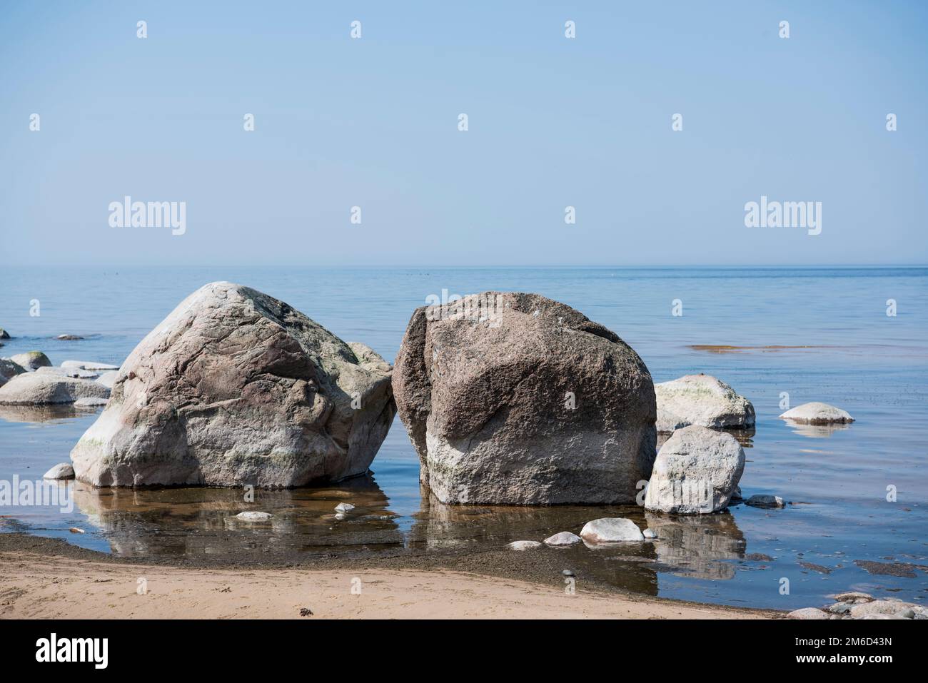 Stones balance on the beach. Place on Latvian coasts called Veczemju ...