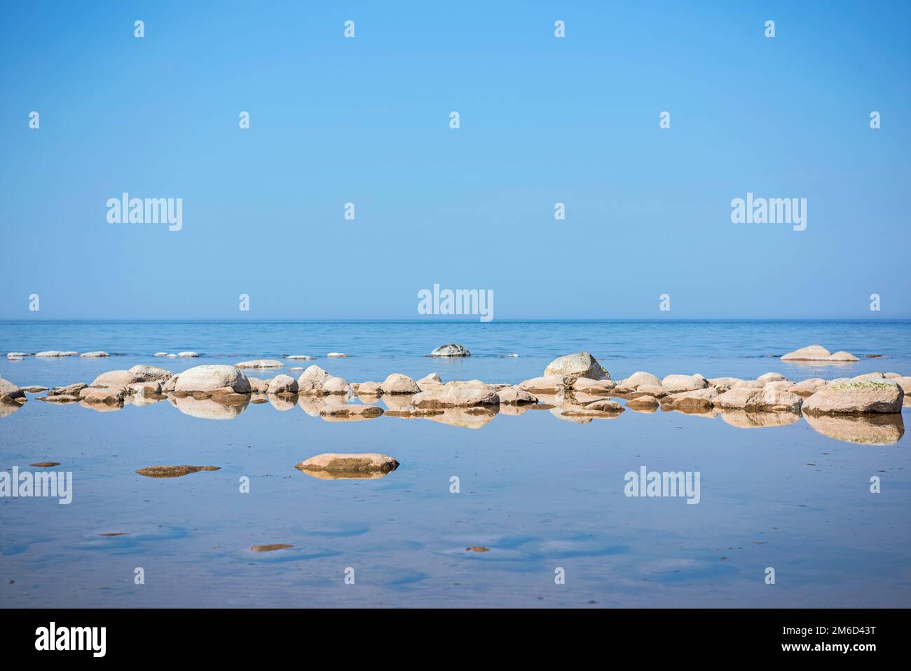 Stones balance on the beach. Place on Latvian coasts called Veczemju ...