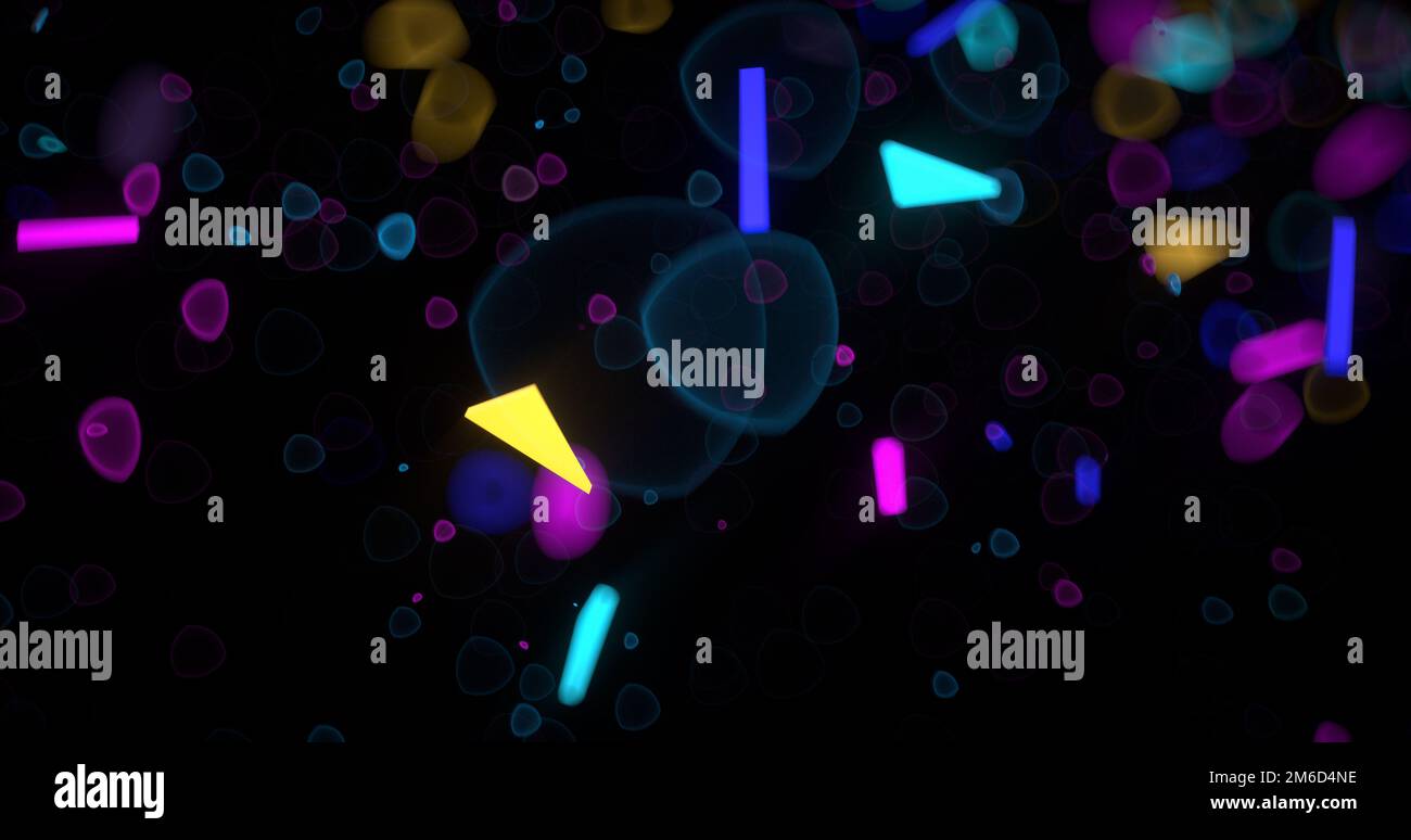 Abstract neon 3d rendered background. Geometrical elements and ...