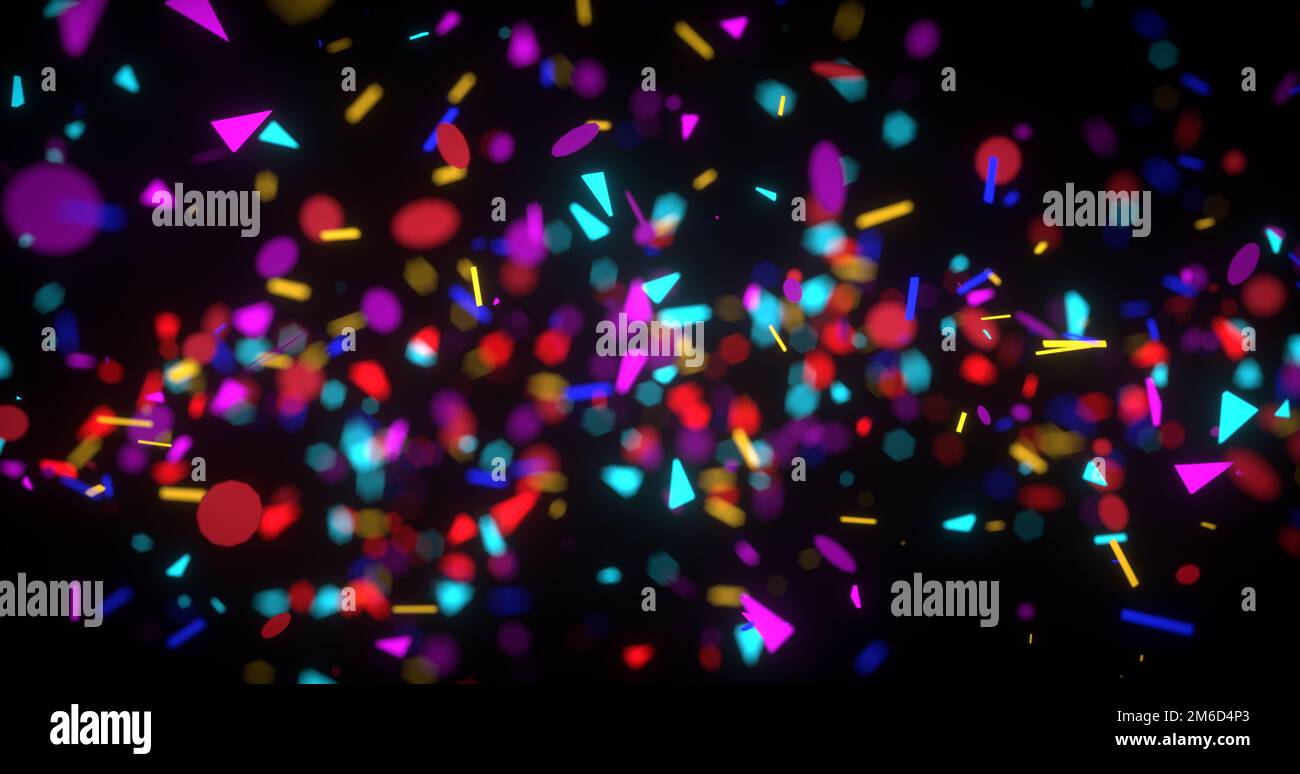 Abstract neon 3d rendered background. Geometrical elements and ...