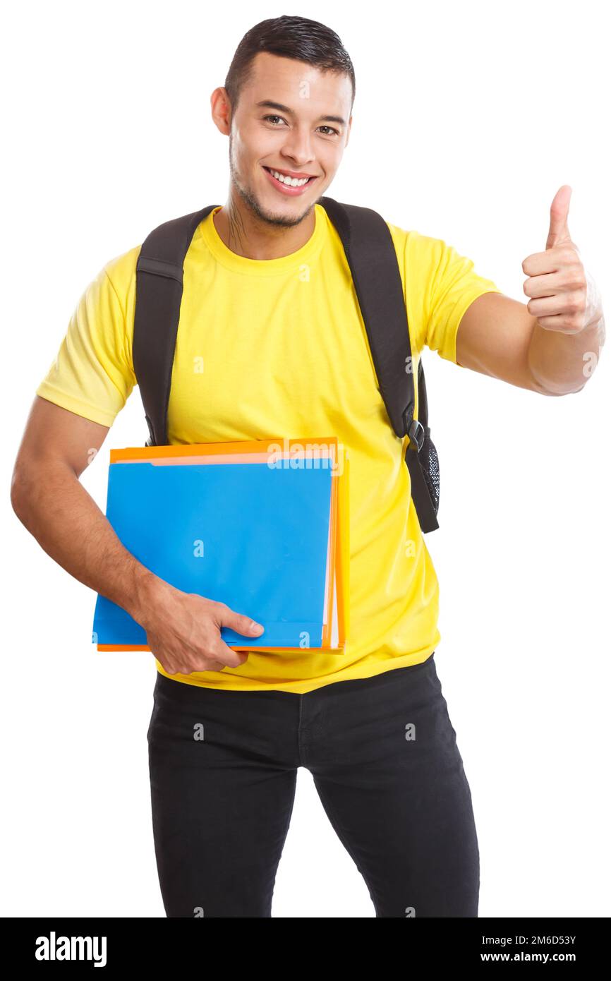 Student success successful thumbs up smiling people isolated on white ...