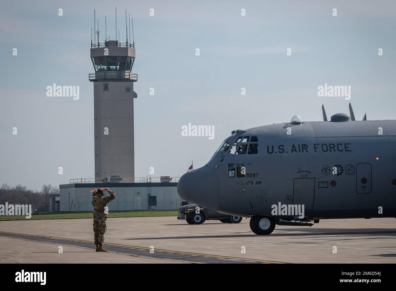 164th Airlift Squadron members conduct the ceremonial final formation ...