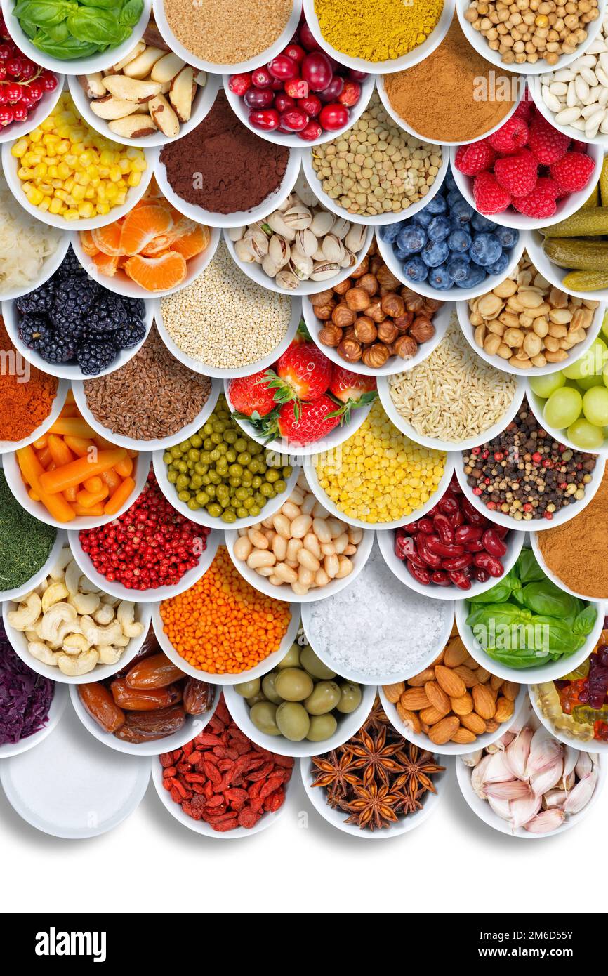 Fruits and vegetables food spices ingredients portrait format berries ...