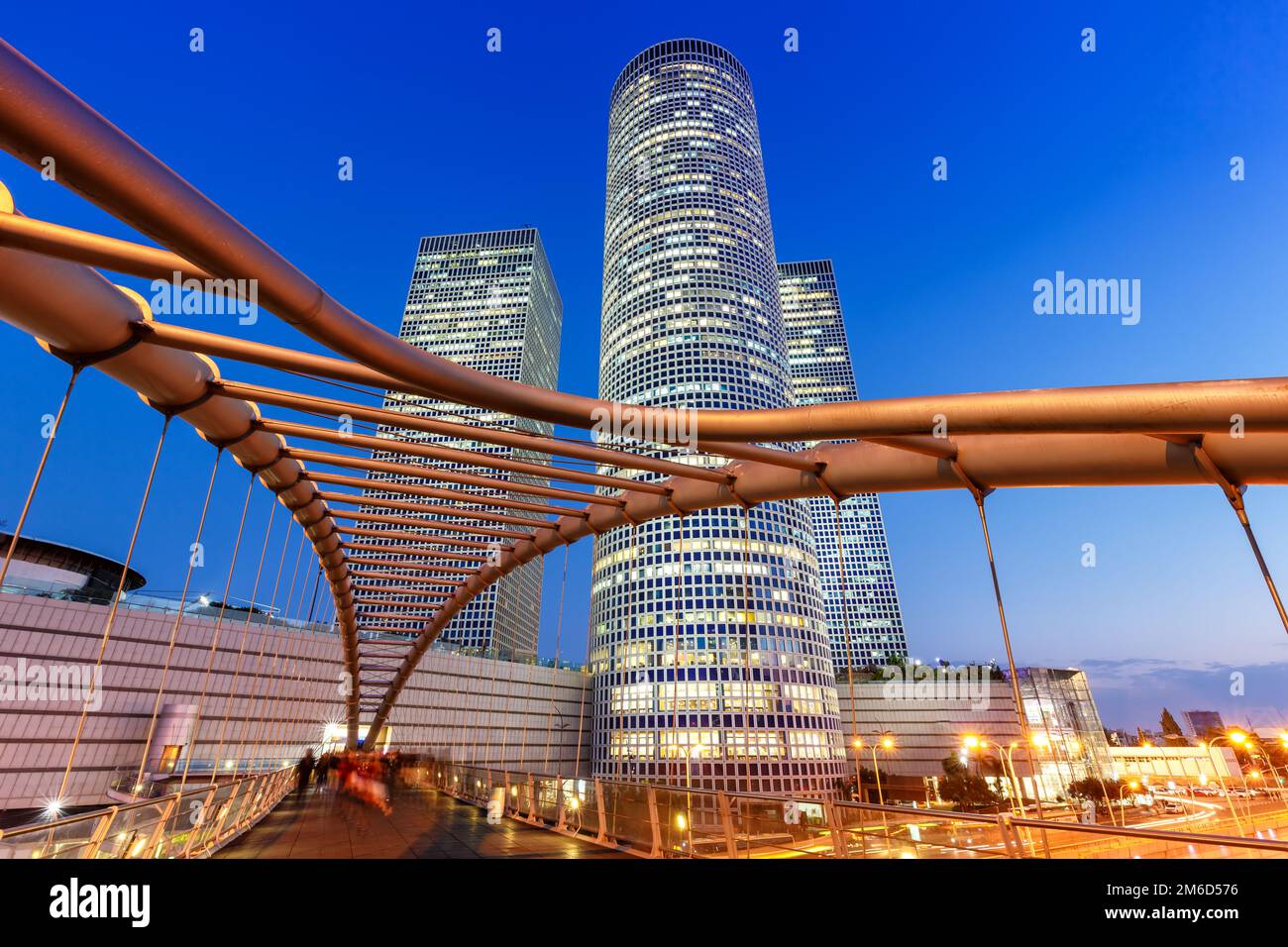 Tel Aviv Azrieli Center skyline Israel blue hour night city skyscrapers ...