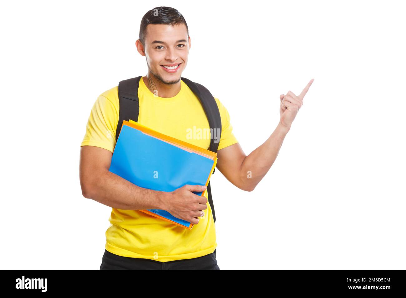 Student young man education showing pointing marketing information ad ...