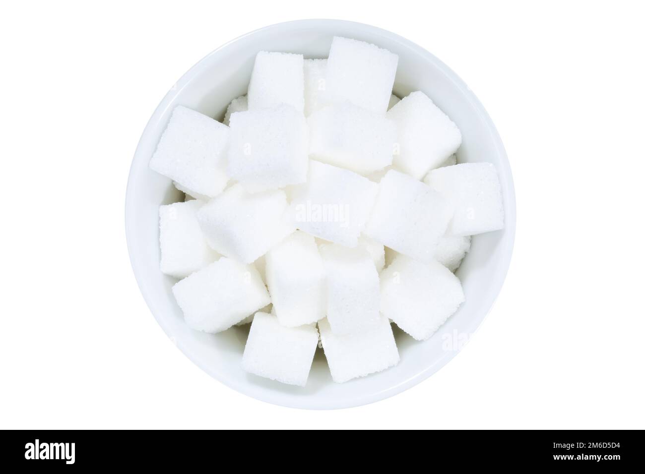 Lump sugar from above bowl isolated on white Stock Photo - Alamy
