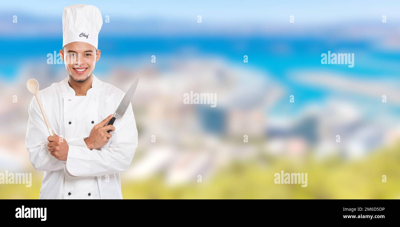Cook cooking young man male job banner copyspace copy space Stock Photo ...