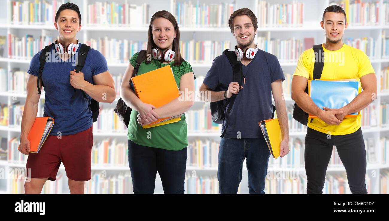 Group of students study education library banner young people Stock ...