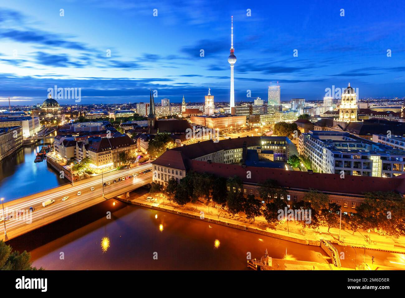 Berlin skyline tv tower townhall at night Germany city Stock Photo - Alamy