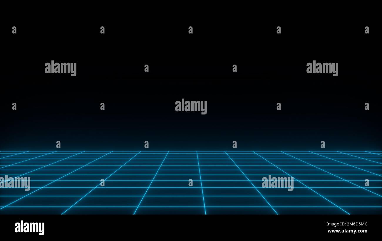 3d Render Synthwave Wireframe Net Abstract Background Future Retro