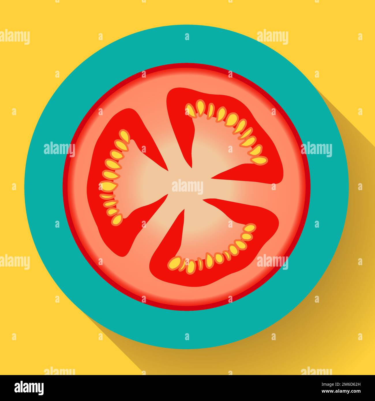 Vector Fresh red tomato slice icon with shadows and highlights Stock ...