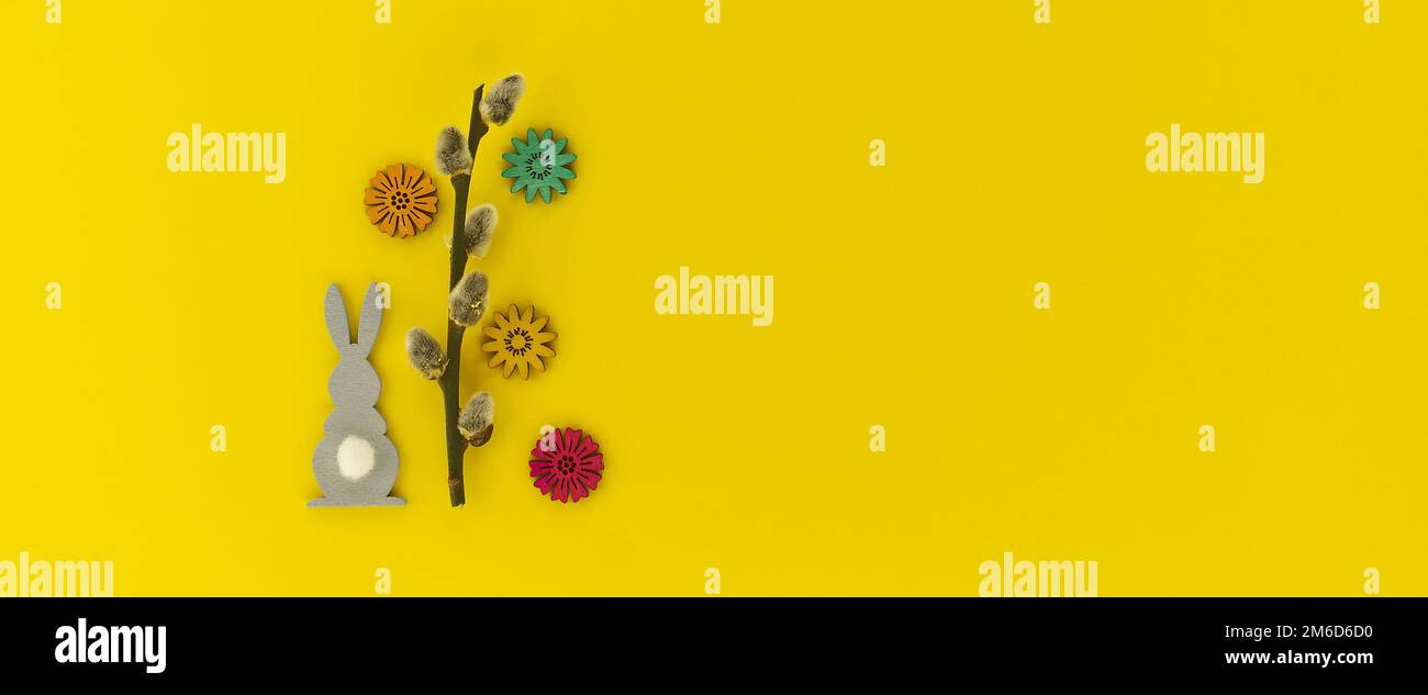 Minimalistic Easter holiday or spring background with Easter Bunny ...