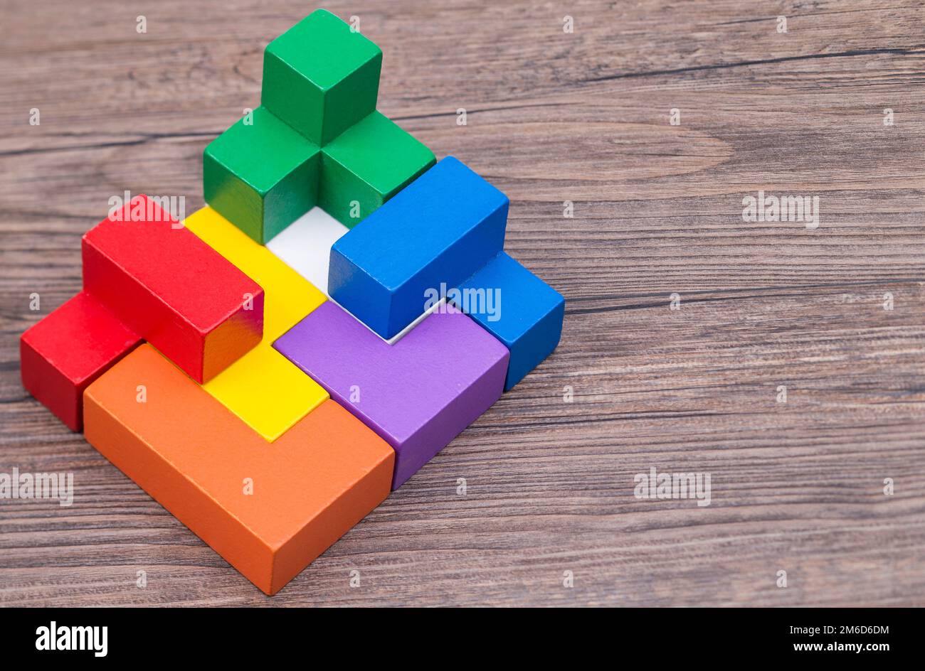 Colorful stack of wood bricks Stock Photo - Alamy