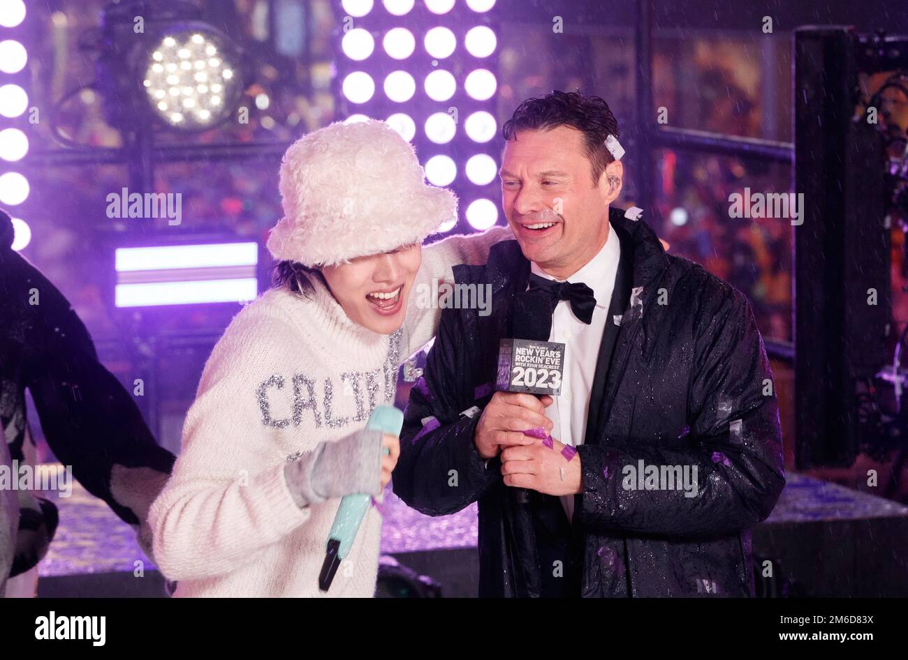 J-Hope, K-pop rapper and member of BTS, performs with Ryan Seacrest ...