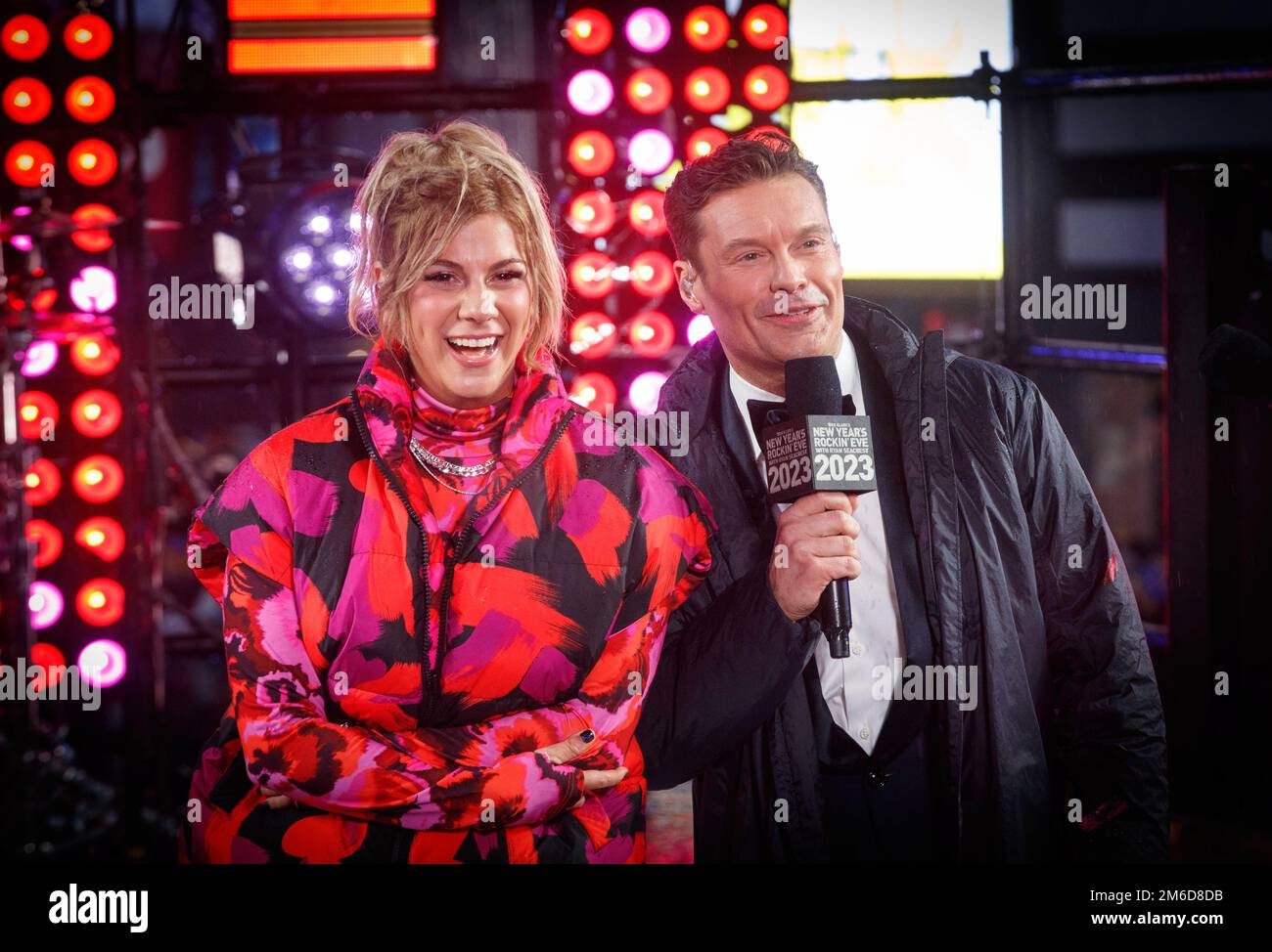 Singer-songwriter JAX performs with Ryan Seacrest during the 2023 Times ...