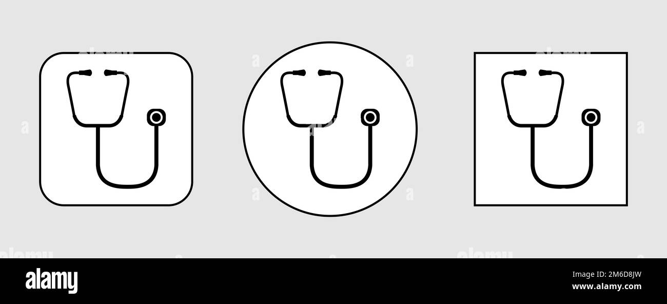Stethoscopes on a round and square white background. Flat design Stock ...