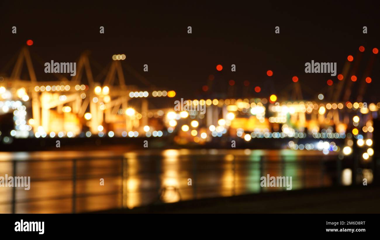 Container terminal at night Stock Photo - Alamy