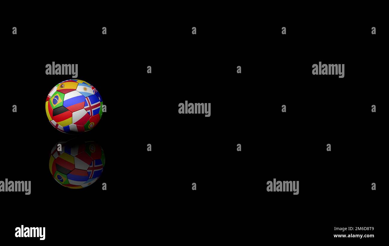 Soccer ball with flags on black Background Stock Photo - Alamy
