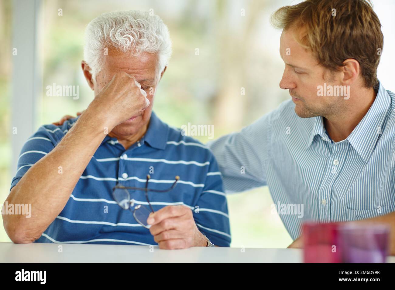 Its Hard For Me To Talk About It A Son Comforting His Senior Father
