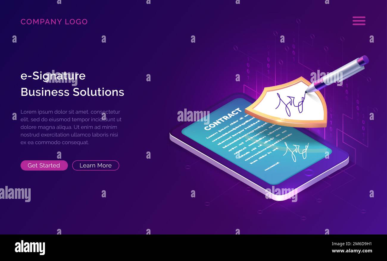Electronic signature business solution concept vector isometric ...