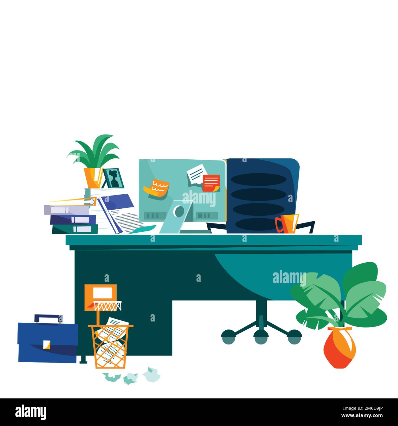 Office interior isolated on white background cartoon vector ...