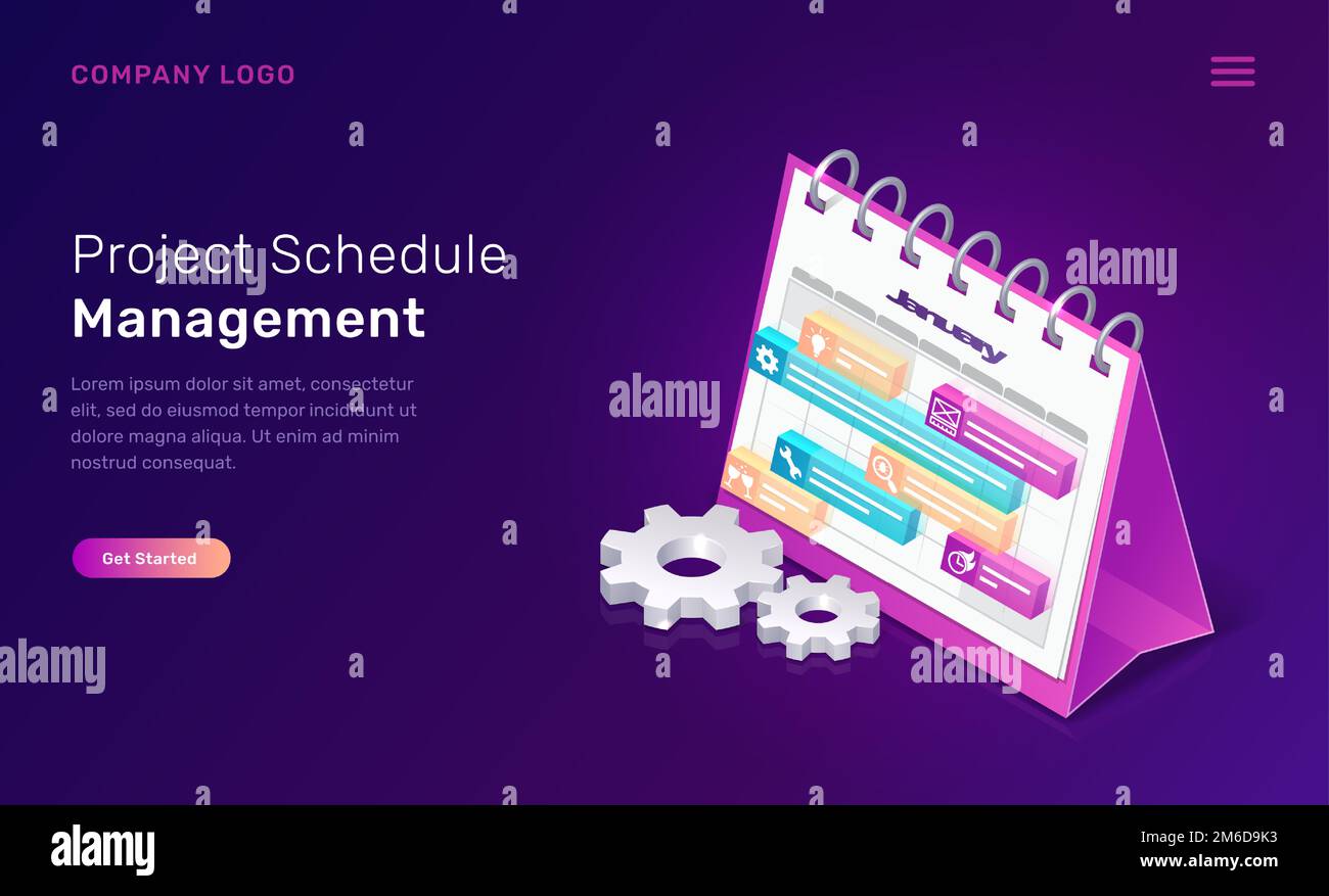 Project schedule management isometric concept vector illustration ...