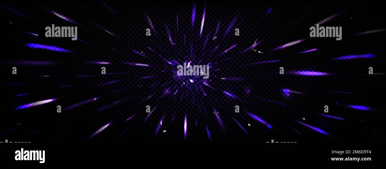 Sparks in motion with blur, speed light effect. Flare with purple lines ...